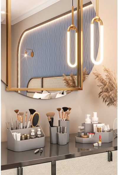 Apexel Makyaj Organizer Düzenleyici Fırçalık 3lü Set Gri