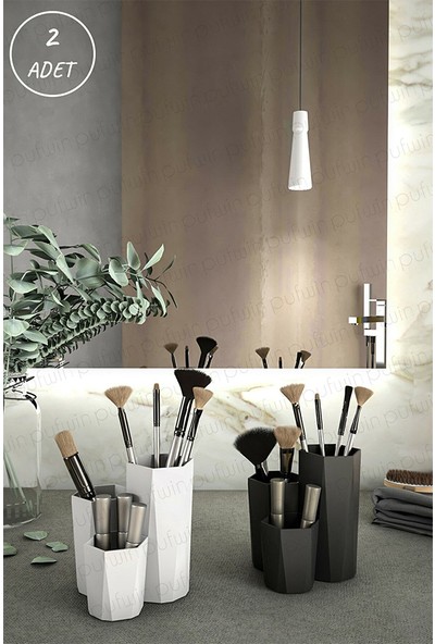 Apexel Makyaj Organizer ve Fırçalık Düzenleyici Siyah & Beyaz 2 Adet Apexel Makyaj Organizer ve Fırçalık Düzenleyici Siyah & Beyaz 2 Adet