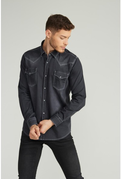 Hobi Club Çift Cepli Slim Fit Jean Gömlek