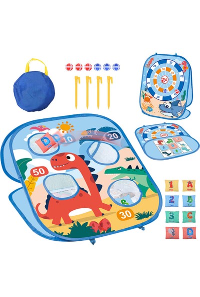 Lovoski Fasulye Kum Çantası Toss Oyunu Çift Taraflı Cornhole Tahta Oyunları Kapalı Açık Dinozor (Yurt Dışından)