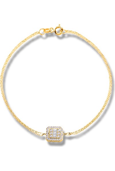 Fay Yamaner 14 Ayar Altın Taşlı Baget Bileklik