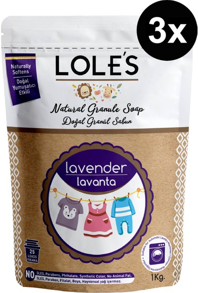 Lole's Doğal Granül Matik Lavanta Kokulu Sabun 3 Kg Lole's Doğal Granül Matik Lavanta Kokulu Sabun 3 Kg