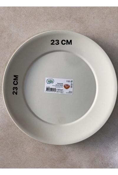 Hobby Life 6 Adet Plastik Yuvarlak Servis Tabak 23-Cm Krem