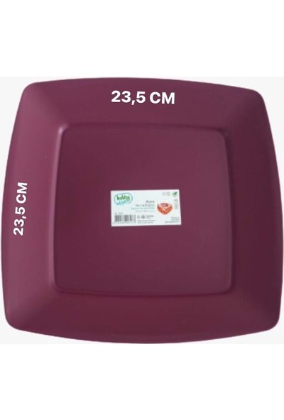 Hobby Life 6 Adet Plastik Kare Servis Tabak 23,5-Cm Mürdüm