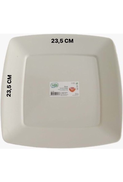Hobby Life 6 Adet Plastik Kare Servis Tabak 23,5-Cm Krem