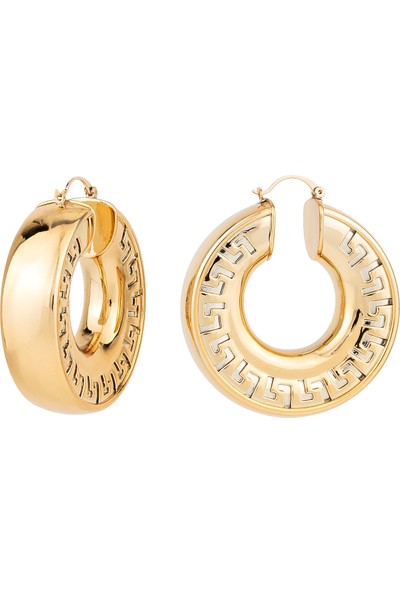 Uslada Bijoux House Desenli Büyük Halka Küpe