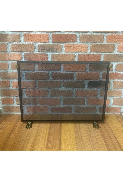 Sandıktan Al Aslan Ayaklı Siyah Şömine Siperlik Şömine Aksesuarları