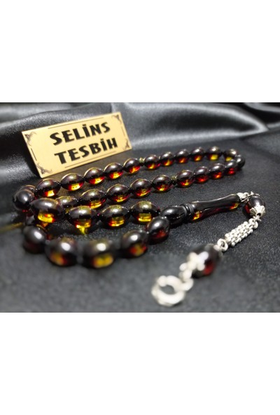Selins Tesbih Sürmeli Toz Kehribar Tesbih