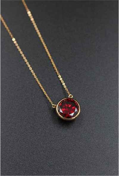 Lila Ticaret Bordo Taş Detay Kolye