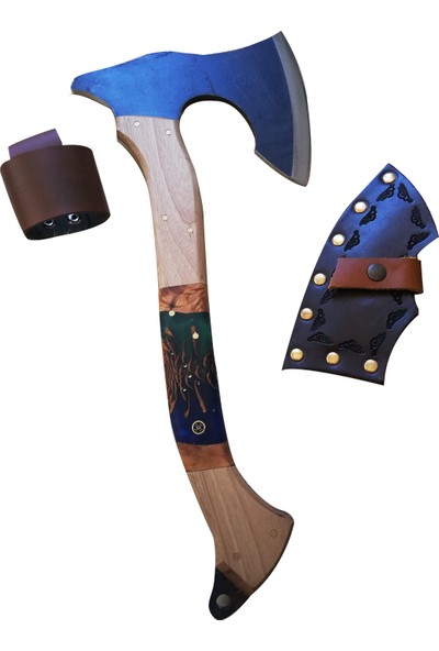 Fed Knife Koyu Yeşil Desenli Özel El Yapımı Av Baltası Kılıfı El Işlemeli Paslanmaz Çelik Özel Bileme Kamp Baltası Fed Knife Koyu Yeşil Desenli Özel El Yapımı Av Baltası Kılıfı El Işlemeli Paslanmaz Çelik Özel Bileme Kamp Baltası