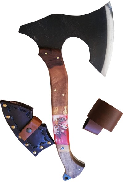 Fed Knife Kırmızı Desenli Özel El Yapımı Av Baltası Kılıfı El Işlemeli Paslanmaz Çelik Özel Bileme Kamp Baltası Fed Knife Kırmızı Desenli Özel El Yapımı Av Baltası Kılıfı El Işlemeli Paslanmaz Çelik Özel Bileme Kamp Baltası