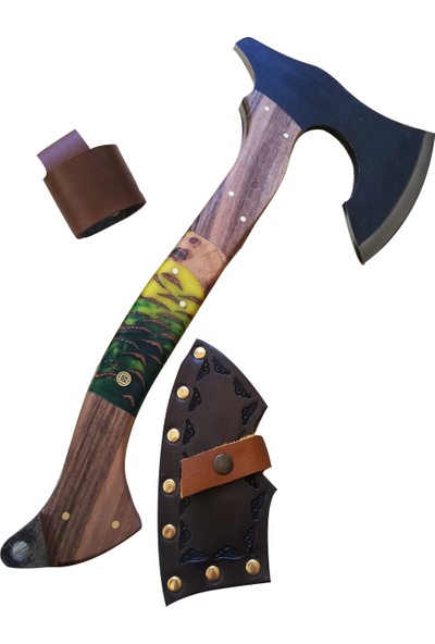 Fed Knife Sarı Desenli Özel El Yapımı Av Baltası Kılıfı El Işlemeli Paslanmaz Çelik Özel Bileme Kamp Baltası Fed Knife Sarı Desenli Özel El Yapımı Av Baltası Kılıfı El Işlemeli Paslanmaz Çelik Özel Bileme Kamp Baltası