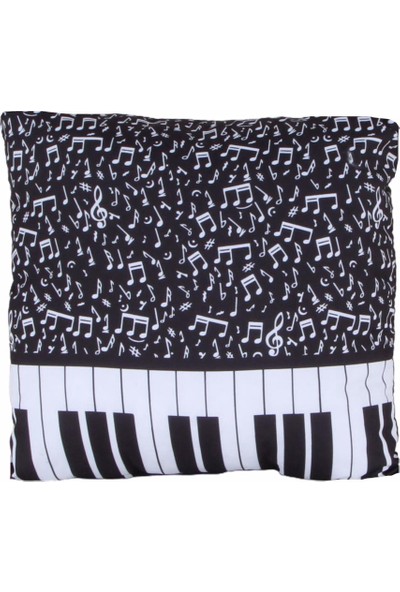 Hediye Kanalı Piyano ve Notalar Puf Yastık