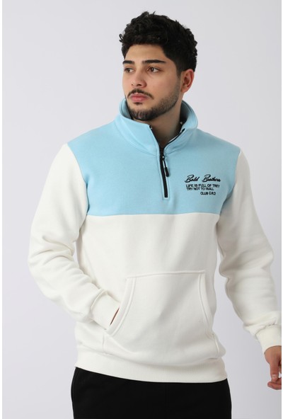 Stilkombin Stil Kombin Bld Çift Renk Yarım Fermuarlı 3 Ip Kanguru Sweat