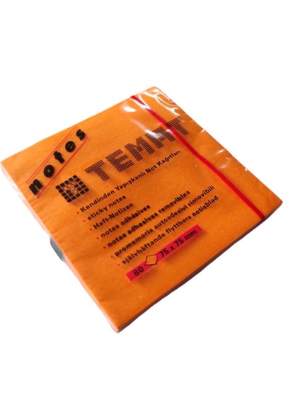 Temat Turuncu Kendinden Yapışkanlı Not Kağıdı 75x75mm 80 Adet