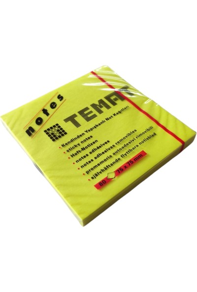 Temat Sarı Kendinden Yapışkanlı Not Kağıdı 75x75mm 80 Adet Temat Sarı Kendinden Yapışkanlı Not Kağıdı 75x75mm 80 Adet