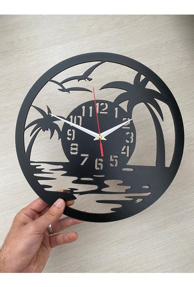 Ahşap Palmiye Ağacı Tasarımlı Ahşap Duvar Saati 29CM ADS5058 Ahşap Palmiye Ağacı Tasarımlı Ahşap Duvar Saati 29CM ADS5058
