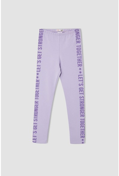 DeFacto Kız Çocuk Slim Fit Baskılı Uzun Tayt W3196A621WN