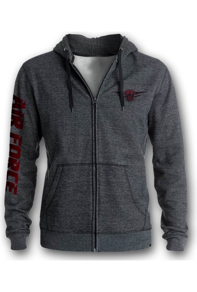 Fly Tshirt Airforce Yün Kapşonlu Erkek Sweatshirt - Antrasit
