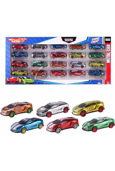 Farbu Oyuncak 20 Li Speed Racer Diecast Metal Araba