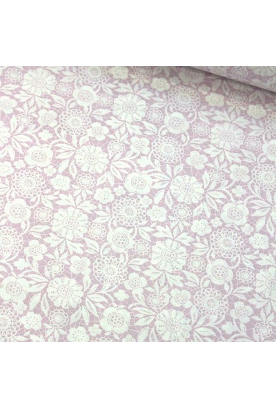 Taç Lila Dantel Nevresimlik Poplin Kumaş