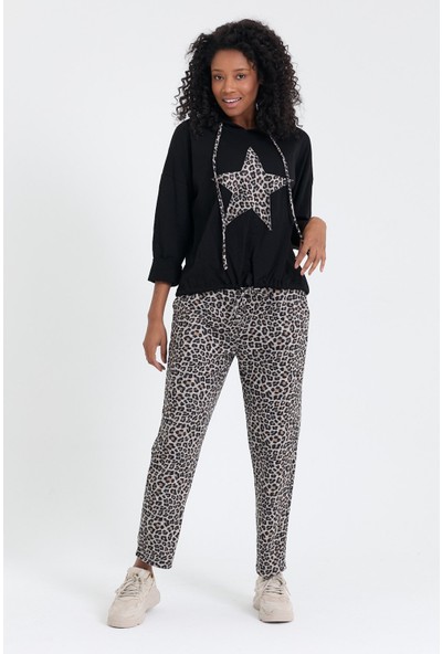 Pua Fashion Vizon Leopar Baskı Pantolon