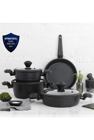 Karaca Bio Diamond Antibakteriyel Kulplu İndüksiyon Tabanlı 7 Parça Tencere Seti Karaca Bio Diamond Antibakteriyel Kulplu İndüksiyon Tabanlı 7 Parça Tencere Seti