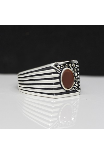 TAJA925 Markaiz Taşlı 925 Ayar Gümüş Erkek Yüzük B1328