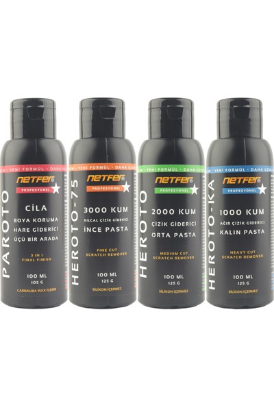 Netfer 4'lü Çizik Giderici Pasta Cila Set - 4x100 ml Netfer 4'lü Çizik Giderici Pasta Cila Set - 4x100 ml