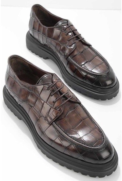 Bambi Kahve Kroko Leather Erkek Casual Ayakkabı E019870049