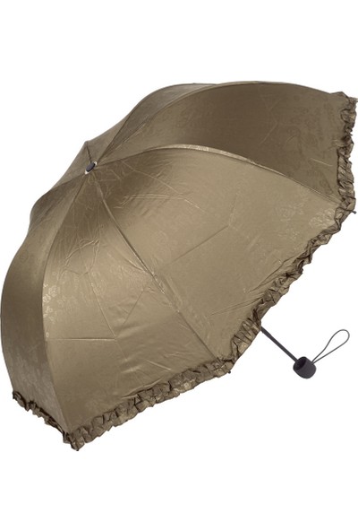 Marlux Haki Tam Bombeli Gizli Çiçek Desenli Kadın Şemsiye