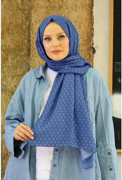 Stella Bubble Pamuklu Baskılı Şal Mavi