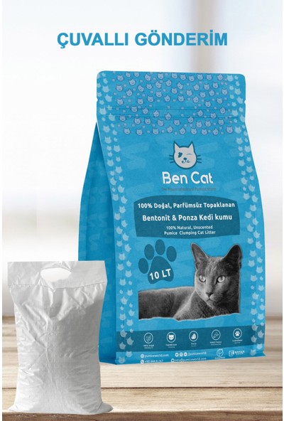 Ben-Cat Topaklanan Doğal Kokusuz Bentonit Kedi Kumu 10 lt-Çuvallı Gönderim Ben-Cat Topaklanan Doğal Kokusuz Bentonit Kedi Kumu 10 lt-Çuvallı Gönderim
