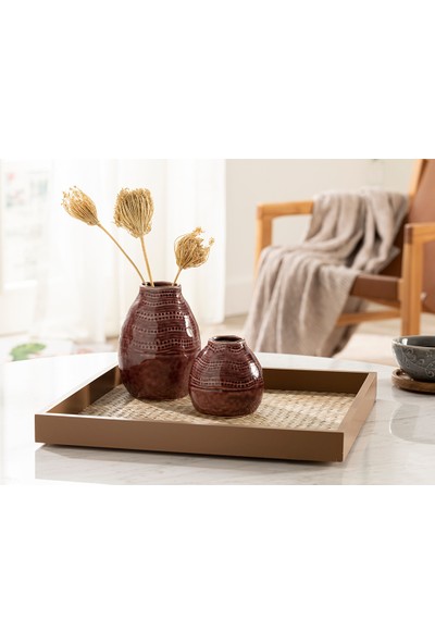 English Home Alexa Dekoratif Tepsi 32X32X4 cm Kahve English Home Alexa Dekoratif Tepsi 32X32X4 cm Kahve