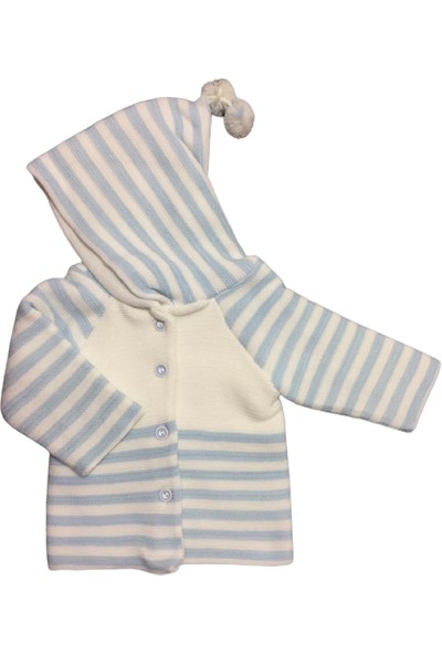 Alisyum Bebek Beyaz-Mavi Hırka Mont Bebek Üst Giyim Hırka Mont