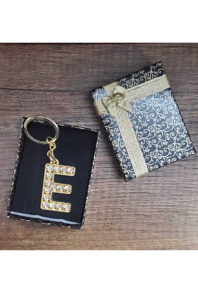 Çilek Home Çilekhome E Harfi Gold Renk Taşlı Anahtarlık