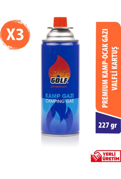 Golf Cosmetics Golf Premium Kamp Ocak Gazı Valfli Kartuş 227G 3'lü Golf Cosmetics Golf Premium Kamp Ocak Gazı Valfli Kartuş 227G 3'lü
