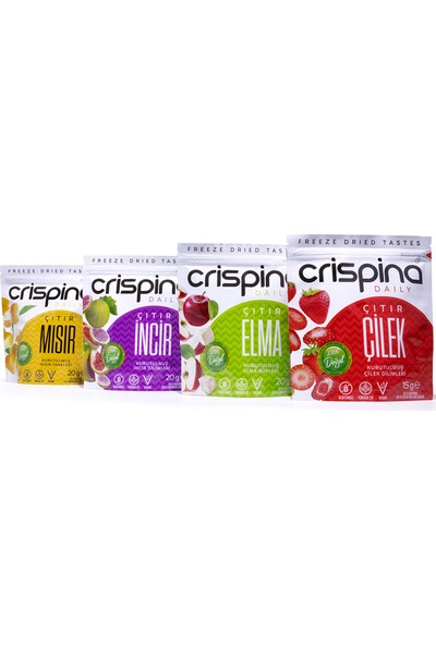 Crispina Dörtlüsü (Freeze Dried) Sağlıklı Atıştırmalıklar , Glutensiz , Vegan , %100 Doğal , Katkısız