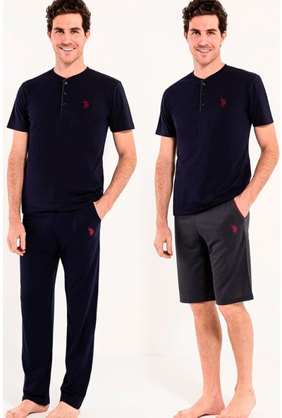U.S. Polo Assn. Erkek 3'lü Kutulu Çeyiz Damat Bordo Pijama Takım 12005 U.S. Polo Assn. Erkek 3'lü Kutulu Çeyiz Damat Bordo Pijama Takım 12005