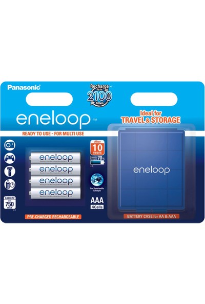 Panasonic Eneloop 4 Adet 750 Mah Şarjlı Pil ve Pil Kutusu