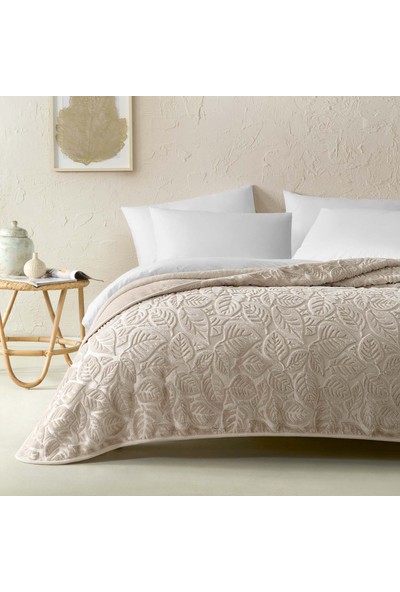 Yataş Bedding Blatt Emboss Çift Kişilik Battaniye - Ekru