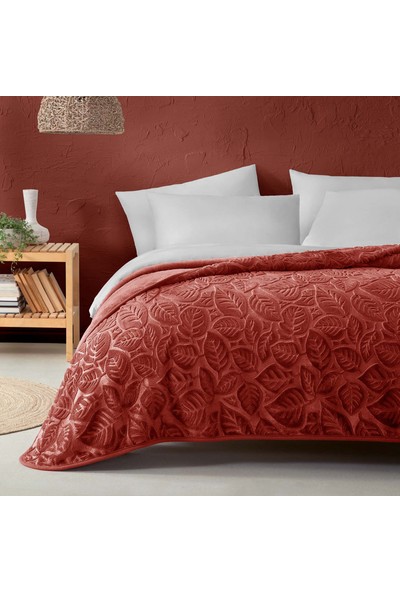 Yataş Bedding Blatt Emboss Çift Kişilik Battaniye - Kiremit