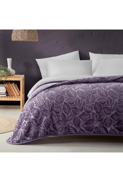 Yataş Bedding Blatt Emboss Çift Kişilik Battaniye - Kül Moru