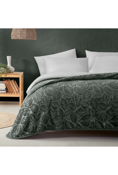 Yataş Bedding Blatt Emboss Çift Kişilik Battaniye - Haki