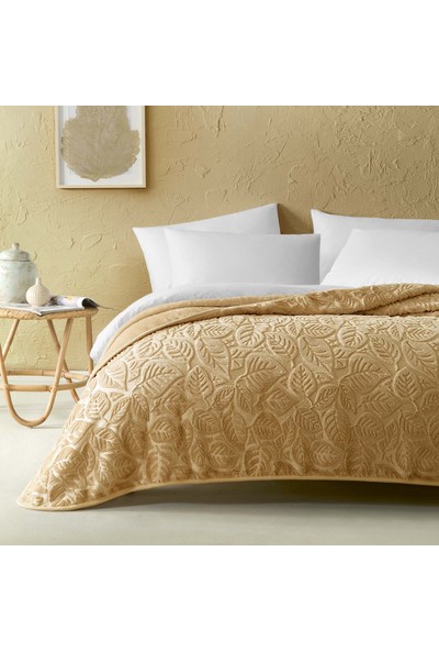 Yataş Bedding Blatt Emboss Çift Kişilik Battaniye - Hardal