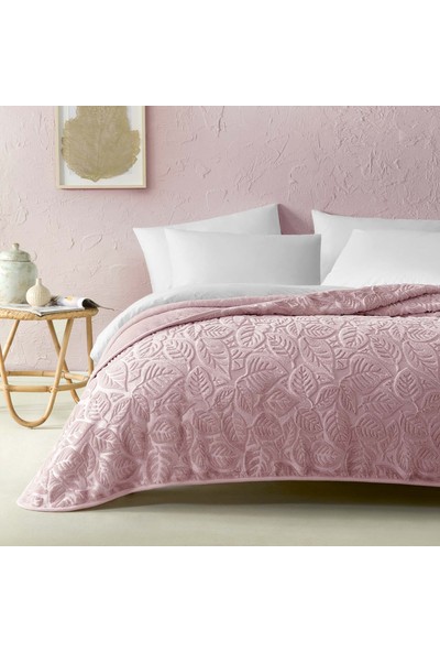 Yataş Bedding Blatt Emboss Çift Kişilik Battaniye - Pudra