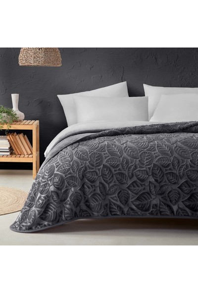 Yataş Bedding Blatt Emboss Çift Kişilik Battaniye - Antrasit