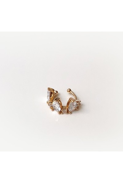 Teen Jewellry Damla Taşlı Gold Earcuff Küpe Teen Jewellry Damla Taşlı Gold Earcuff Küpe