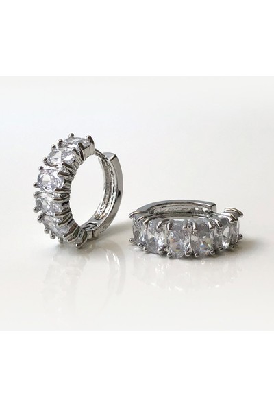 Teen Jewellry Oval Zirkon Taşlı Silver Görkem Küpe Teen Jewellry Oval Zirkon Taşlı Silver Görkem Küpe