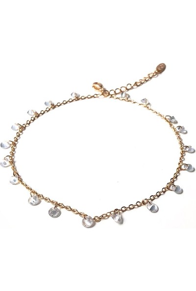 Teen Jewellry Sade Zirkon Taşlı Gold Zincirli Halhal Teen Jewellry Sade Zirkon Taşlı Gold Zincirli Halhal